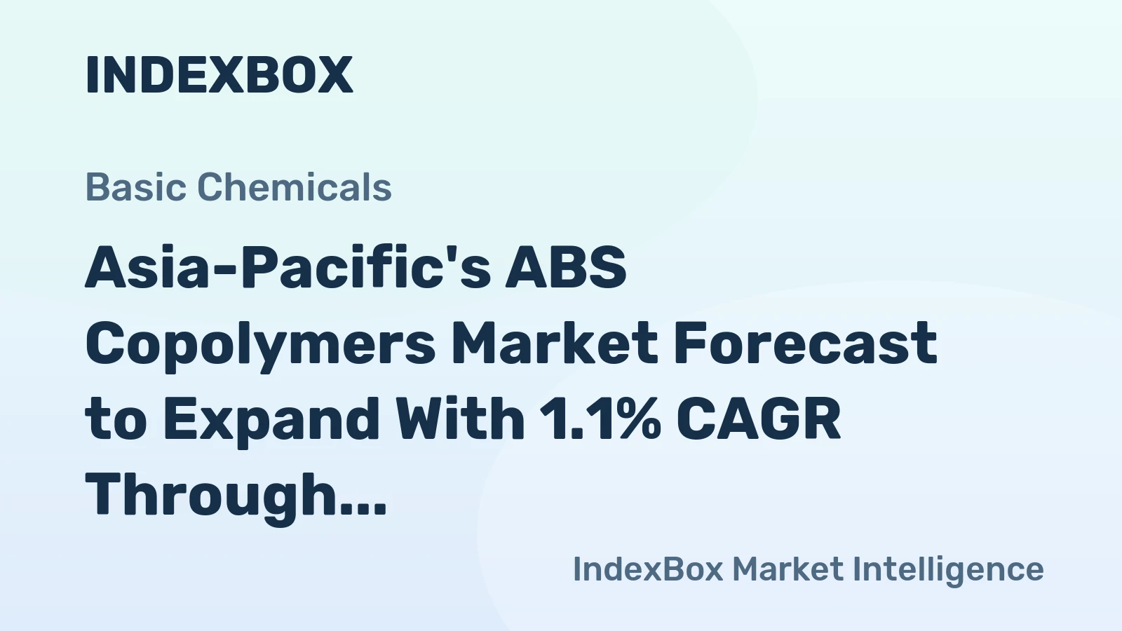 Asia-Pacific's ABS Copolymers Market Forecast to Expand With 1.1% CAGR Through 2035