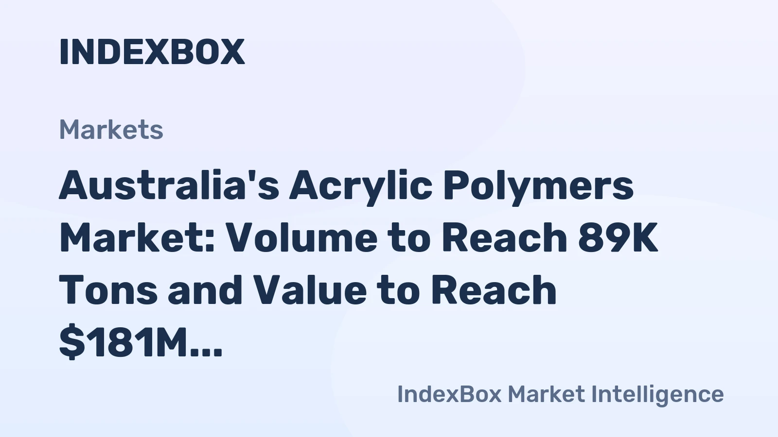 Australia's Acrylic Polymers Market: Volume to Reach 89K Tons and Value to Reach $181M by 2035