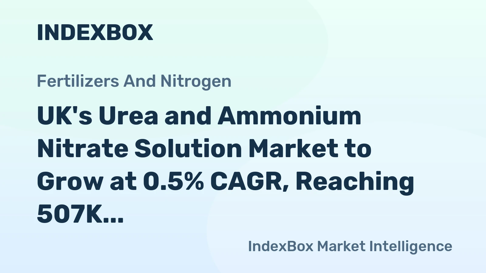 UK's Urea and Ammonium Nitrate Solution Market to Grow at 0.5% CAGR, Reaching 507K Tons by 2035