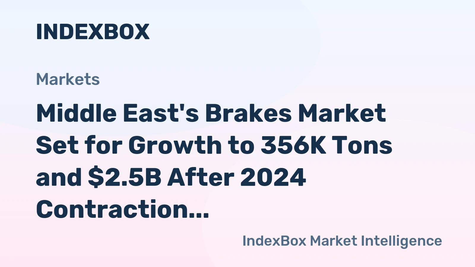 Middle East's Brakes Market Set for Growth to 356K Tons and $2.5B After 2024 Contraction
