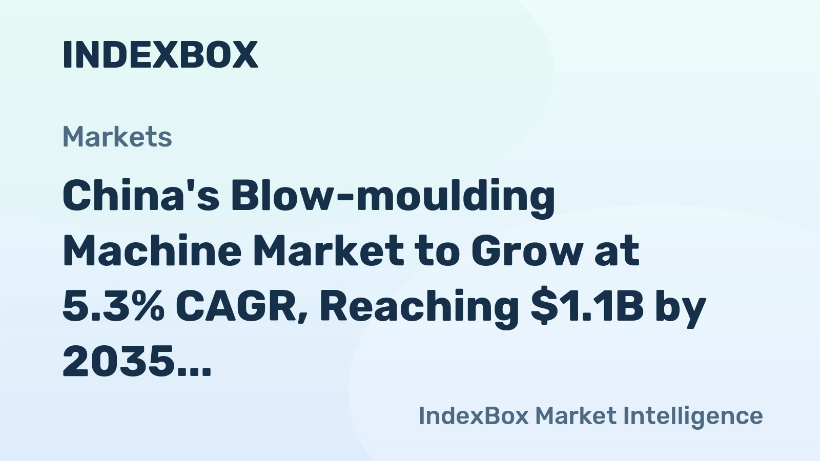 China's Blow-moulding Machine Market to Grow at 5.3% CAGR, Reaching $1.1B by 2035