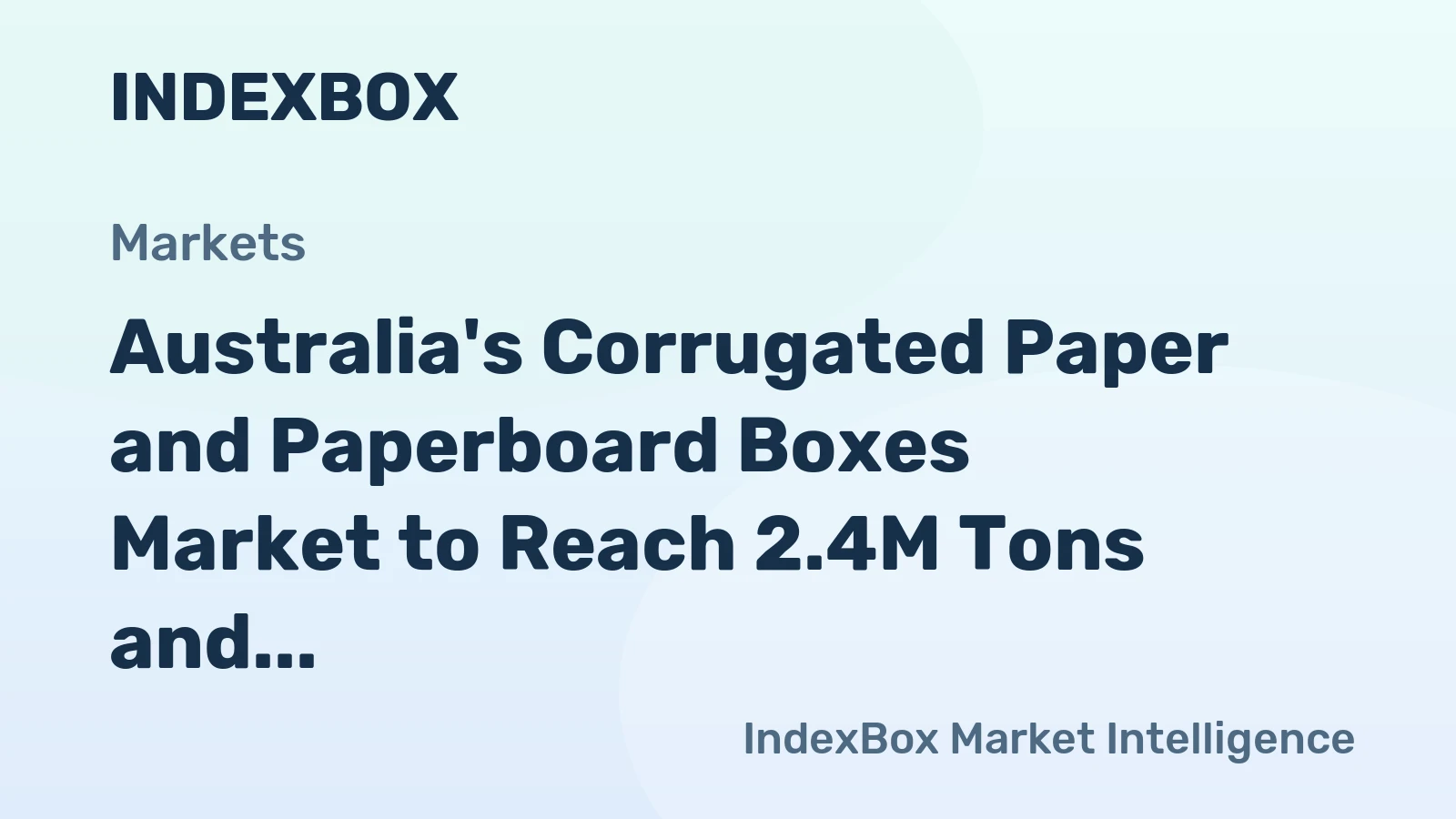 Australia's Corrugated Paper and Paperboard Boxes Market to Reach 2.4M Tons and $3.9B by 2035, with +3.2% CAGR