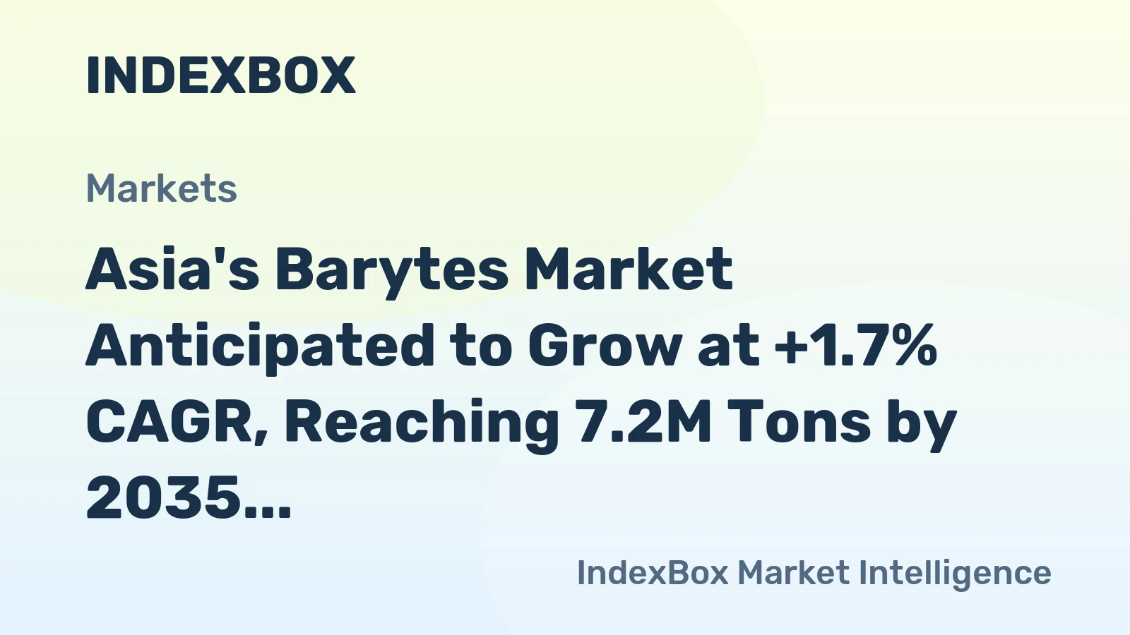 Asia's Barytes Market Anticipated to Grow at +1.7% CAGR, Reaching 7.2M Tons by 2035