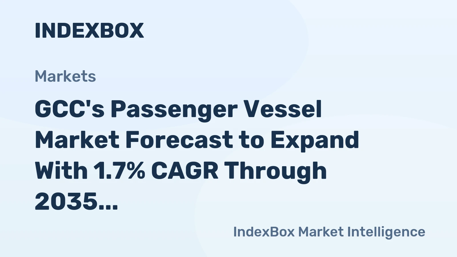 GCC's Passenger Vessel Market Forecast to Expand With 1.7% CAGR Through 2035