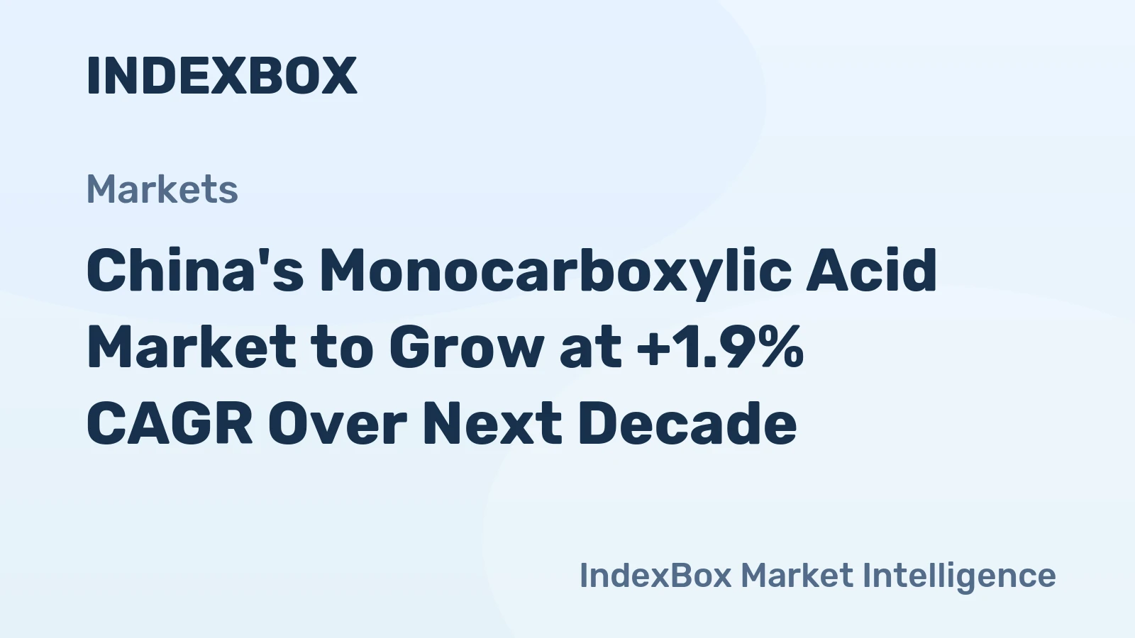 China's Monocarboxylic Acid Market to Grow at +1.9% CAGR Over Next Decade