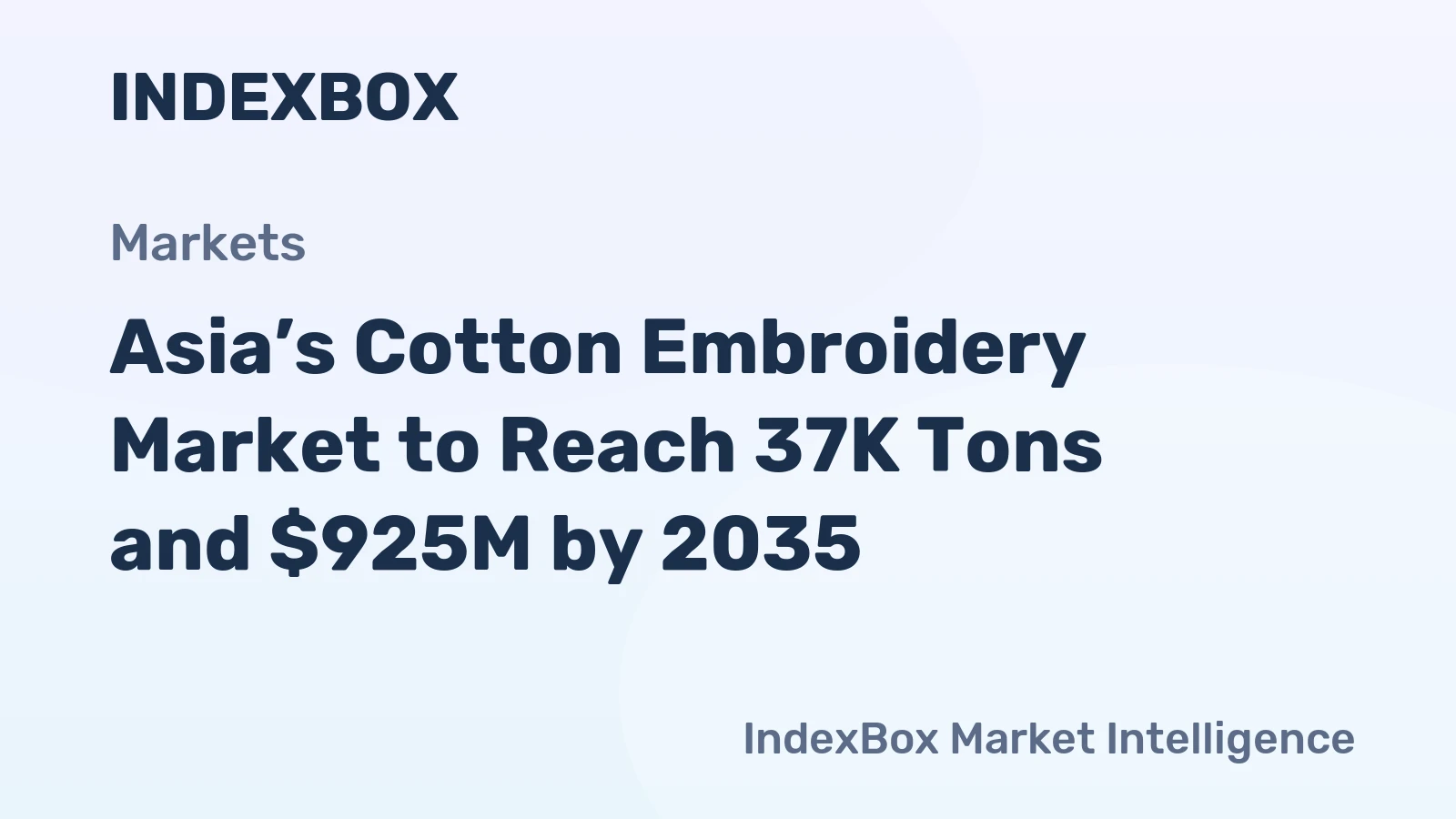 Asia’s Cotton Embroidery Market to Reach 37K Tons and $925M by 2035