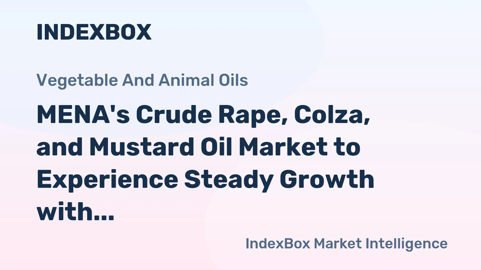 MENA's Crude Rape, Colza, and Mustard Oil Market to Experience Steady Growth with CAGR of +1.8% from 2024 to 2035