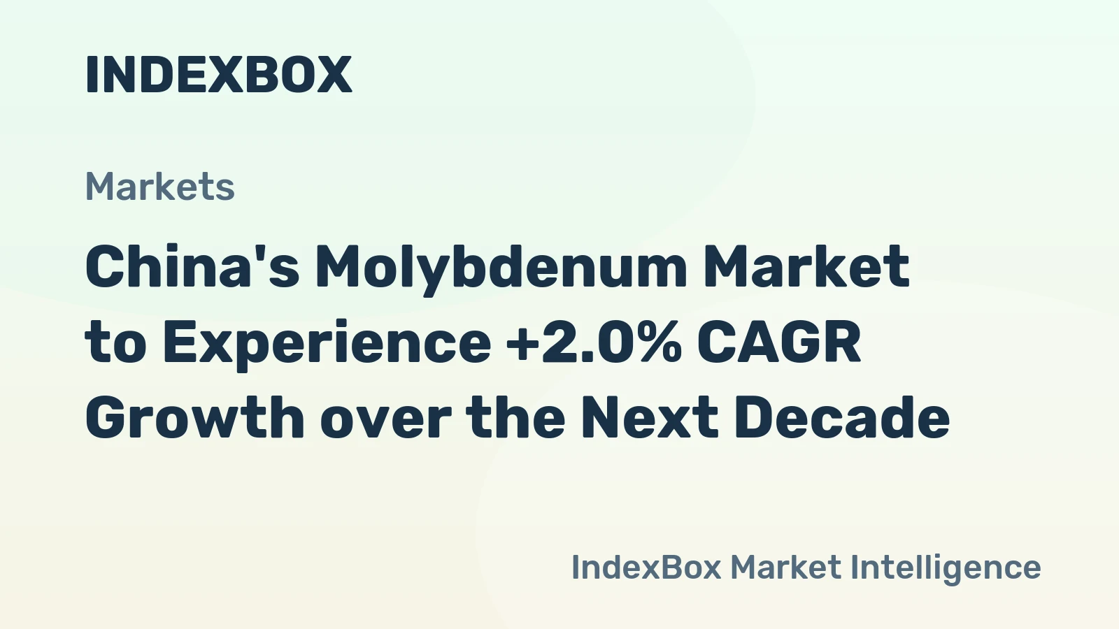 China's Molybdenum Market to Experience +2.0% CAGR Growth over the Next Decade