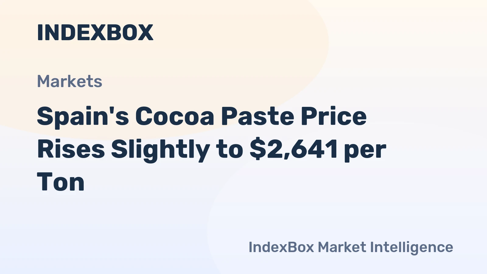 Spain's Cocoa Paste Price Rises Slightly to $2,641 per Ton