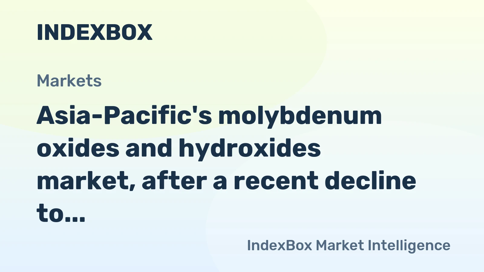 Asia-Pacific's molybdenum oxides and hydroxides market, after a recent decline to 20K tons and $394M, is forecast to grow to 21K tons and $452M by 2035.