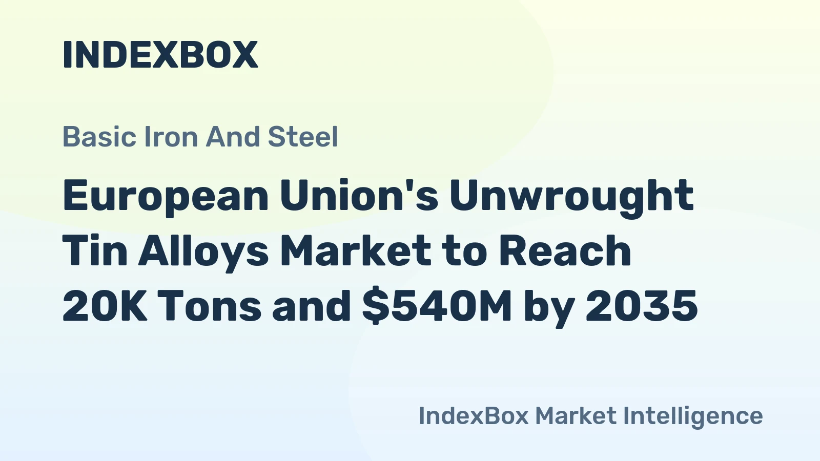 European Union's Unwrought Tin Alloys Market to Reach 20K Tons and $540M by 2035
