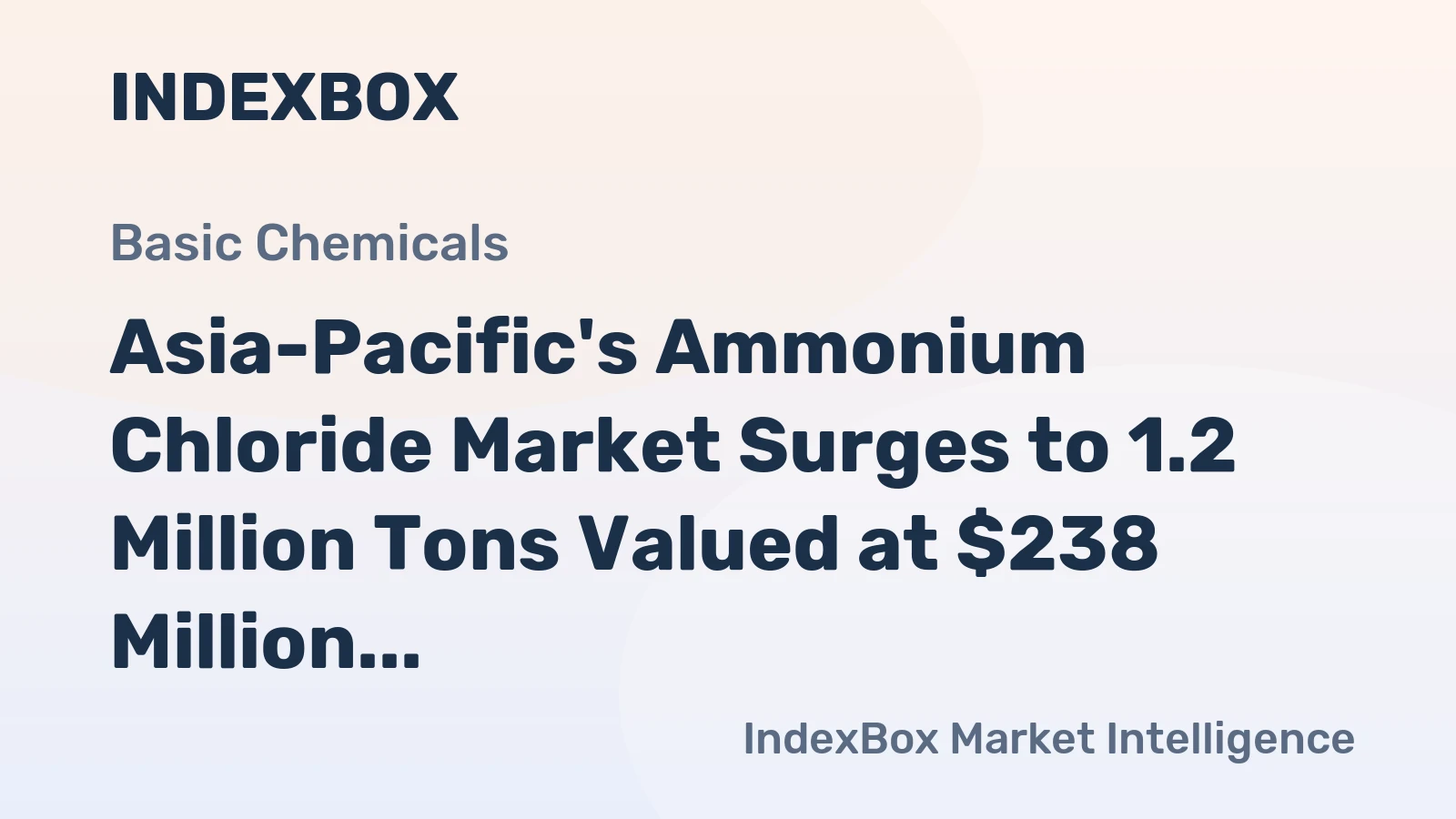 Asia-Pacific's Ammonium Chloride Market Surges to 1.2 Million Tons Valued at $238 Million