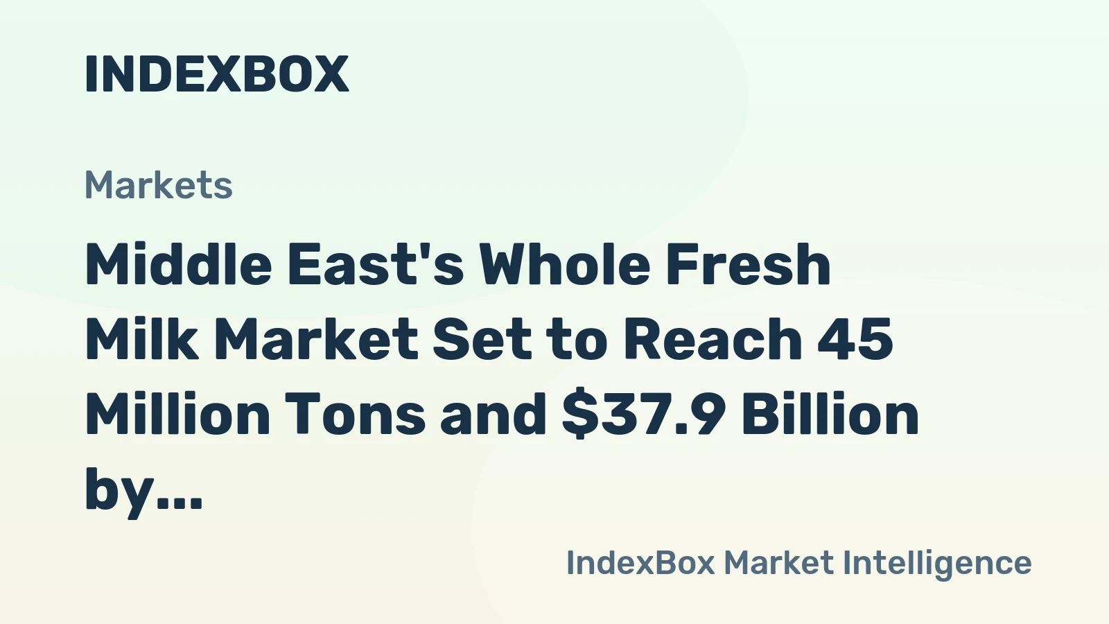 Middle East's Whole Fresh Milk Market Set to Reach 45 Million Tons and $37.9 Billion by 2035