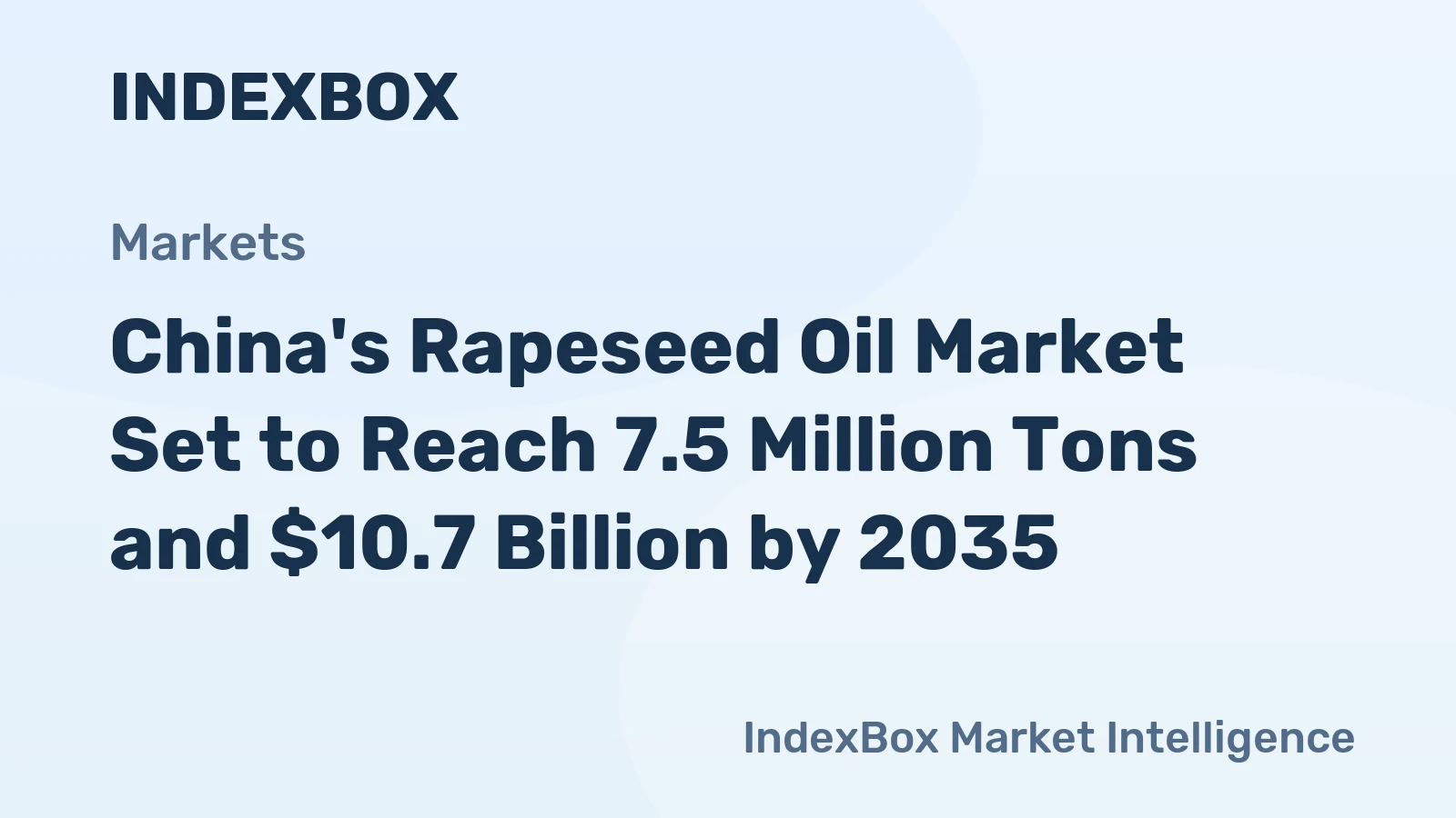 China's Rapeseed Oil Market Set to Reach 7.5 Million Tons and $10.7 Billion by 2035