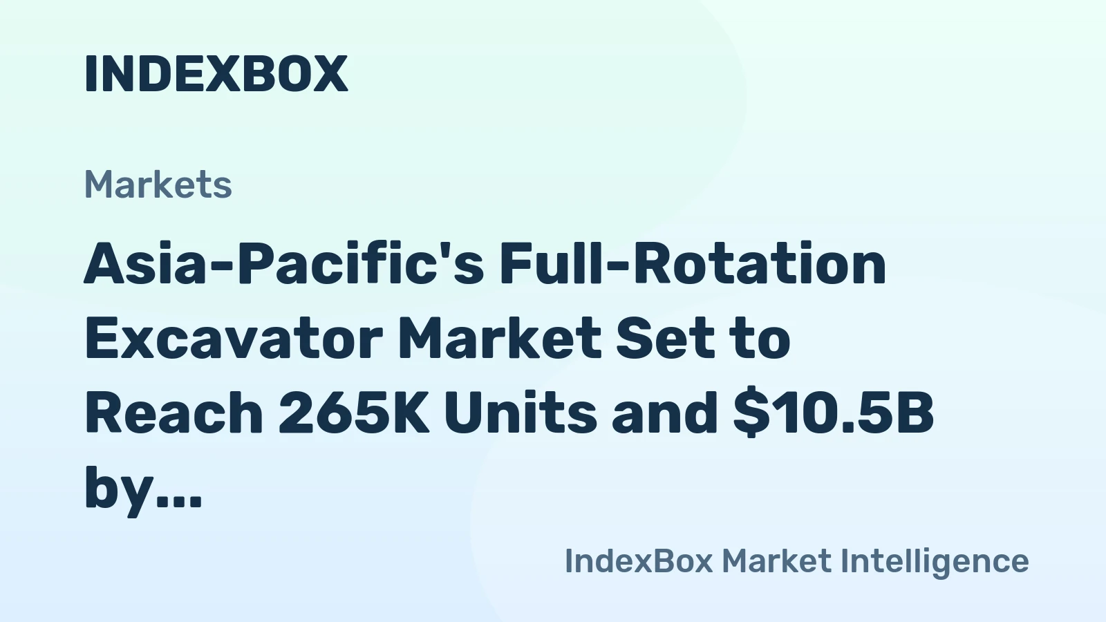 Asia-Pacific's Full-Rotation Excavator Market Set to Reach 265K Units and $10.5B by 2035