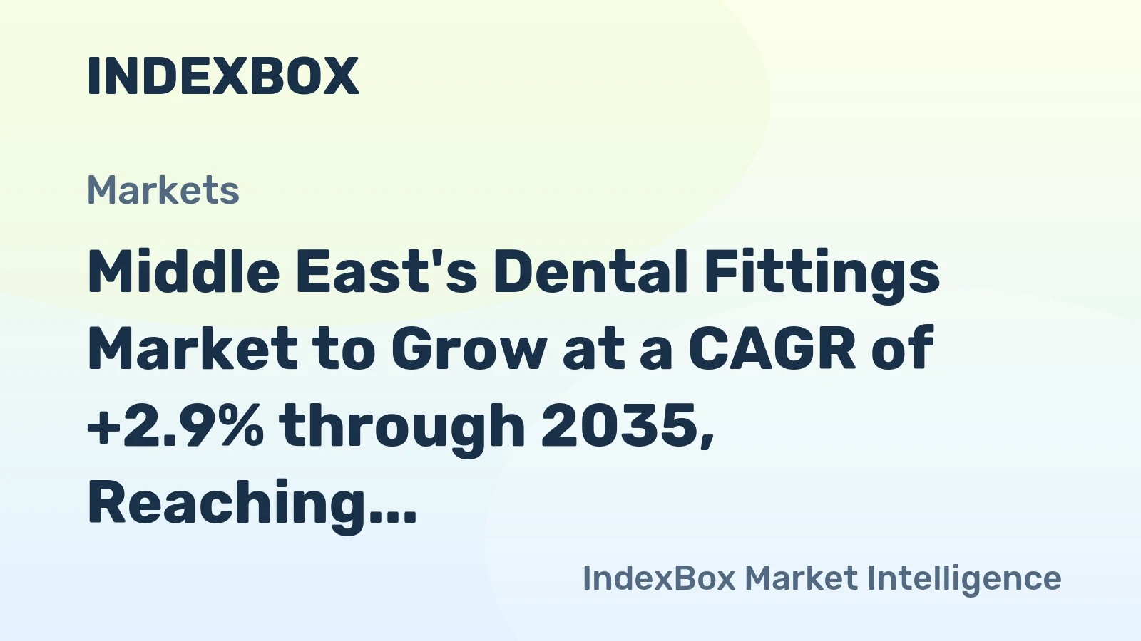 Middle East's Dental Fittings Market to Grow at a CAGR of +2.9% through 2035, Reaching $1.2B in Value