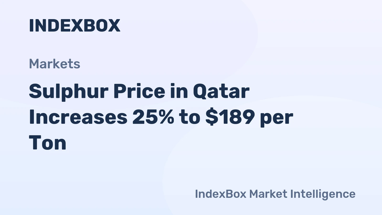 Sulphur Price in Qatar Increases 25% to $189 per Ton