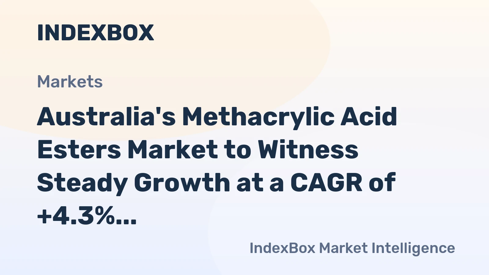 Australia's Methacrylic Acid Esters Market to Witness Steady Growth at a CAGR of +4.3%