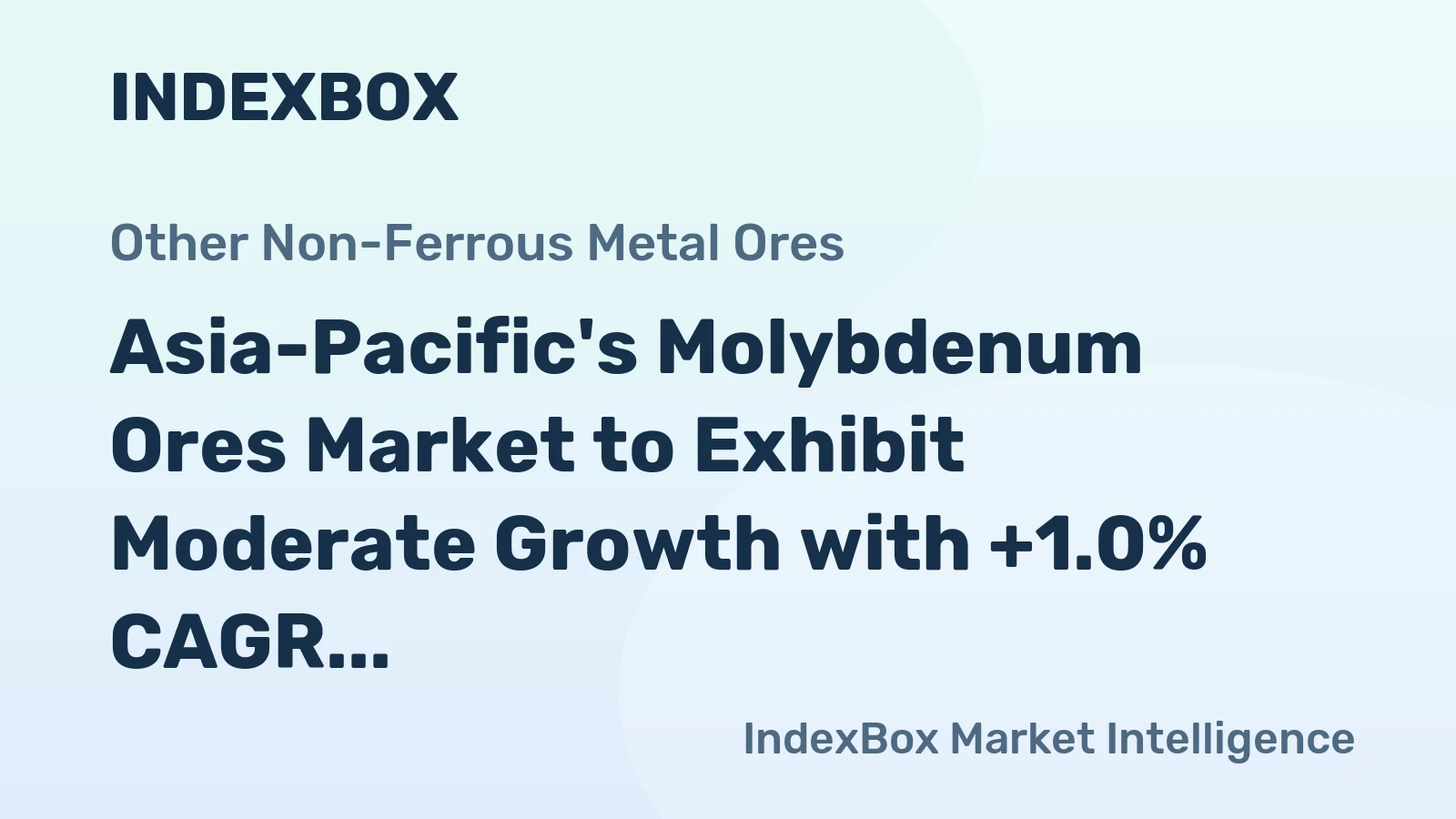 Asia-Pacific's Molybdenum Ores Market to Exhibit Moderate Growth with +1.0% CAGR from 2024 to 2035