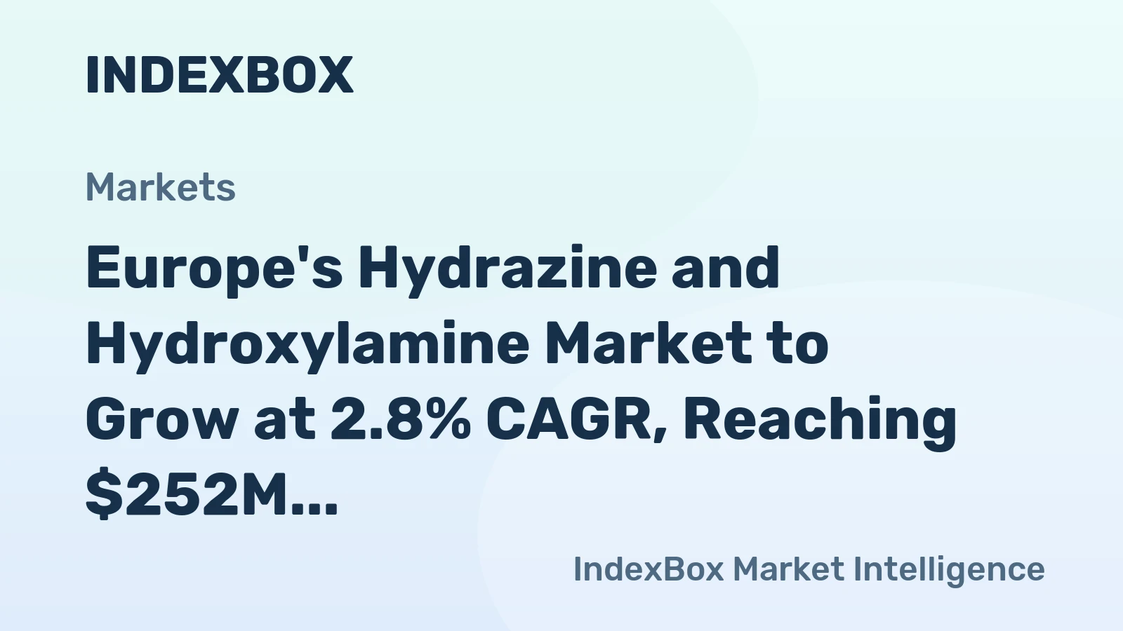 Europe's Hydrazine and Hydroxylamine Market to Grow at 2.8% CAGR, Reaching $252M by 2035