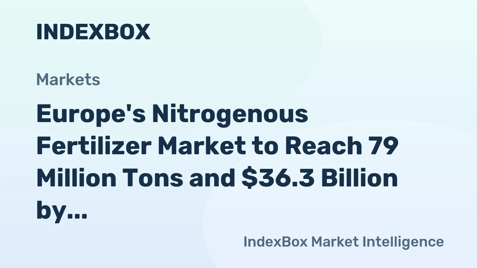 Europe's Nitrogenous Fertilizer Market to Reach 79 Million Tons and $36.3 Billion by 2035