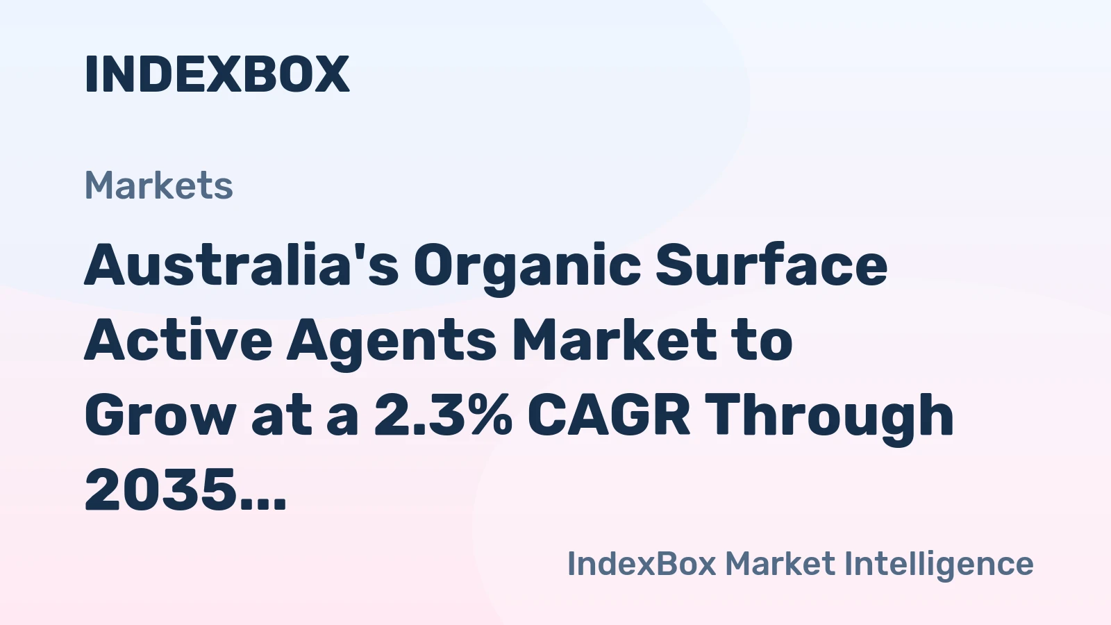 Australia's Organic Surface Active Agents Market to Grow at a 2.3% CAGR Through 2035