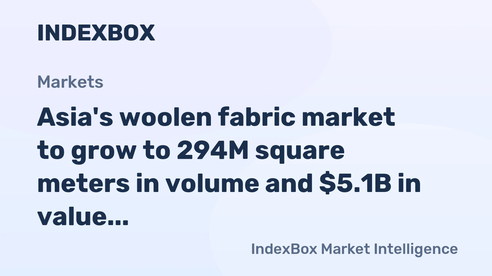 Asia's woolen fabric market to grow to 294M square meters in volume and $5.1B in value by 2035.