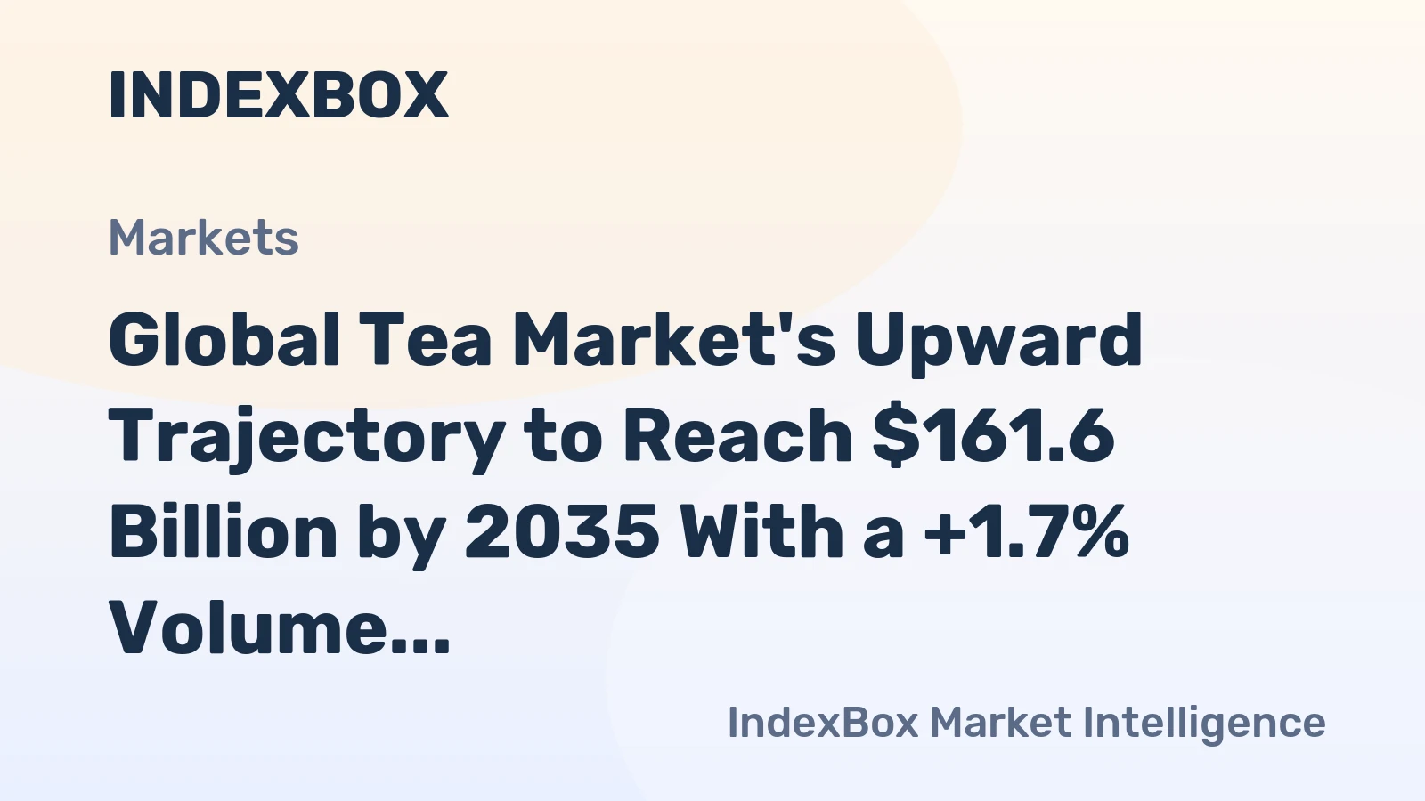 Global Tea Market's Upward Trajectory to Reach $161.6 Billion by 2035 With a +1.7% Volume CAGR