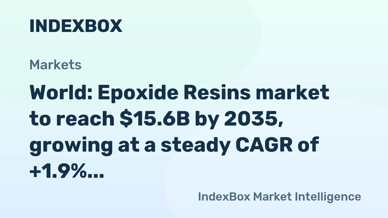 World: Epoxide Resins market to reach $15.6B by 2035, growing at a steady CAGR of +1.9% driven by increasing global demand.