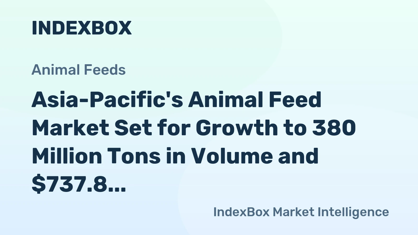 Asia-Pacific's Animal Feed Market Set for Growth to 380 Million Tons in Volume and $737.8 Billion in Value
