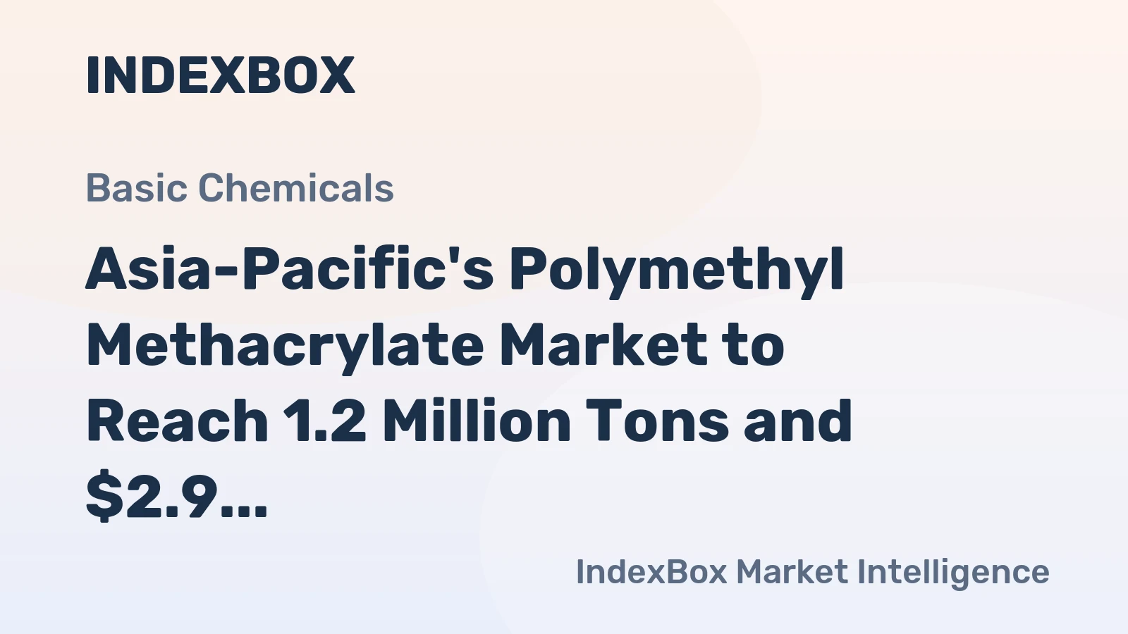 Asia-Pacific's Polymethyl Methacrylate Market to Reach 1.2 Million Tons and $2.9 Billion by 2035