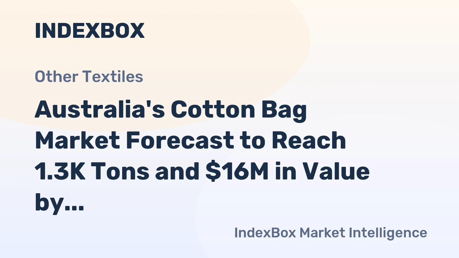 Australia's Cotton Bag Market Forecast to Reach 1.3K Tons and $16M in Value by 2035