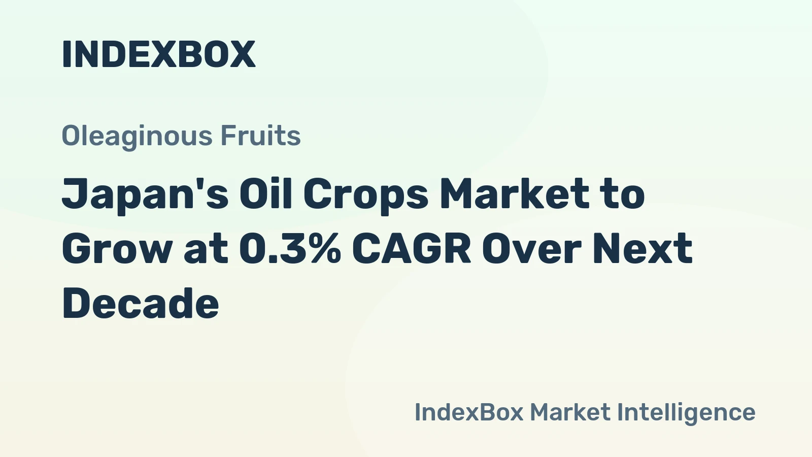 Japan's Oil Crops Market to Grow at 0.3% CAGR Over Next Decade