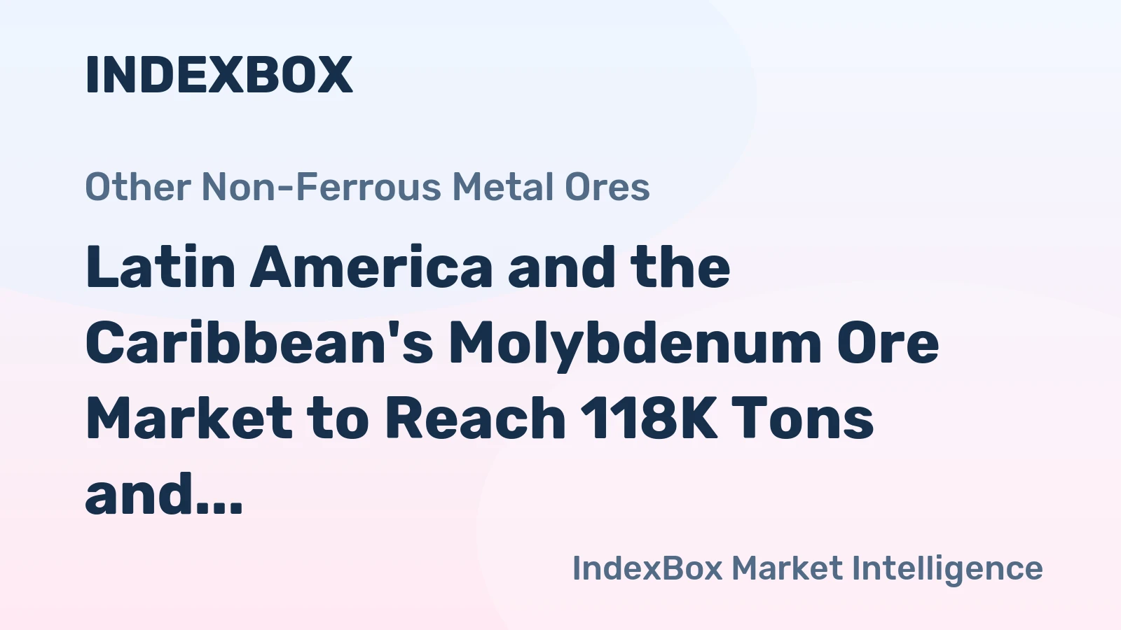 Latin America and the Caribbean's Molybdenum Ore Market to Reach 118K Tons and $2.2B by 2035