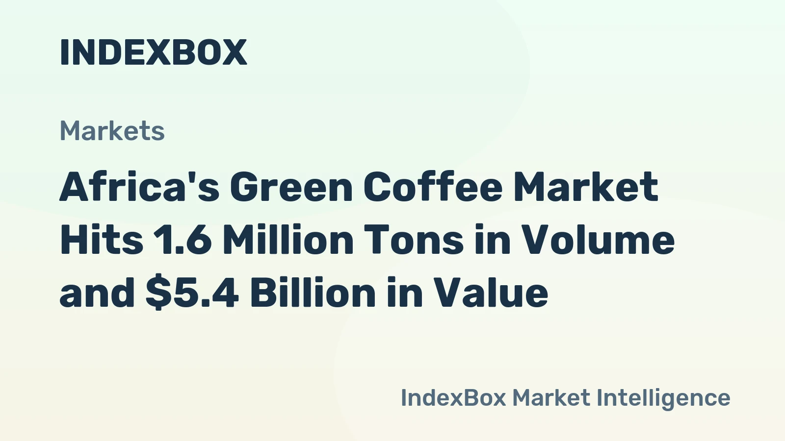 Africa's Green Coffee Market Hits 1.6 Million Tons in Volume and $5.4 Billion in Value