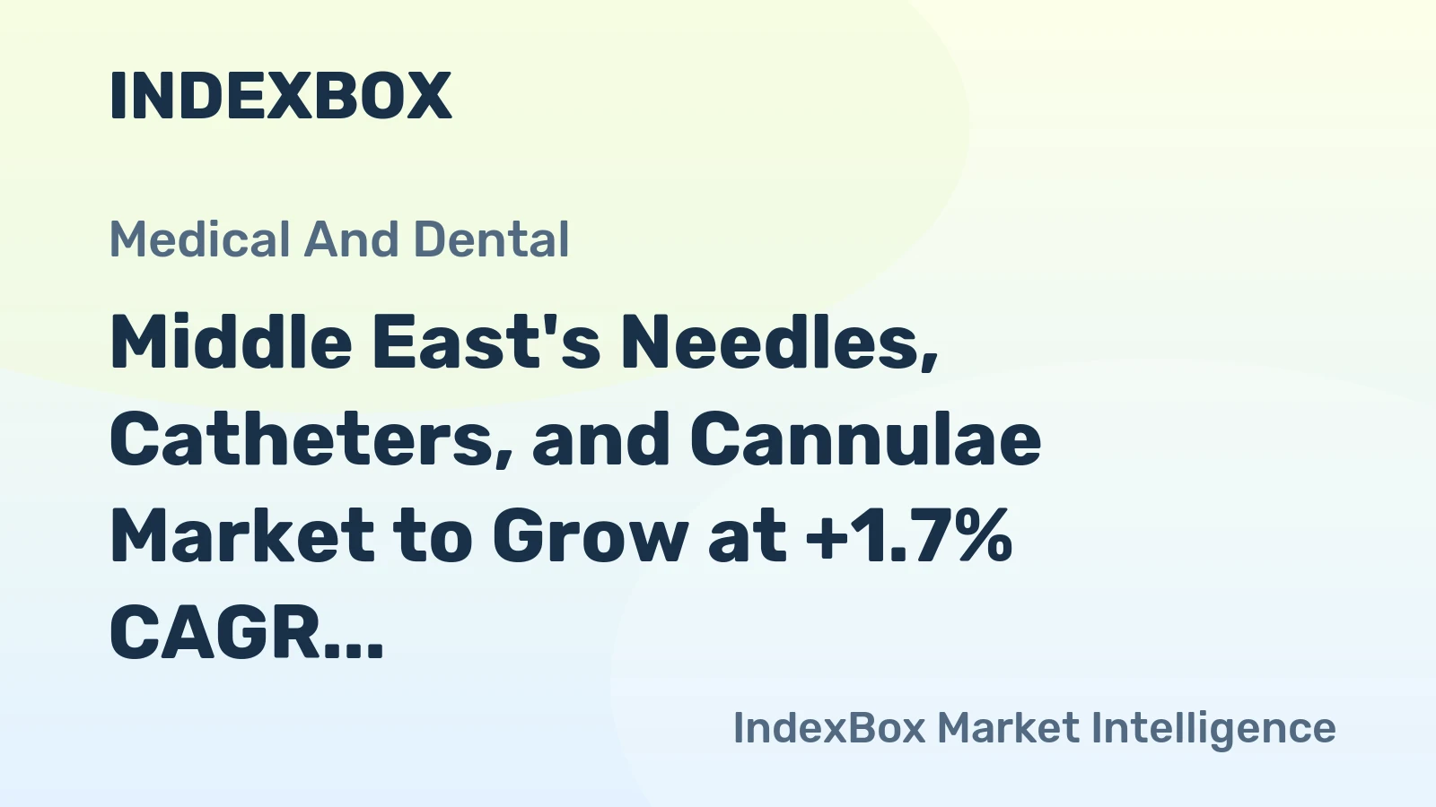 Middle East's Needles, Catheters, and Cannulae Market to Grow at +1.7% CAGR Over Next Decade