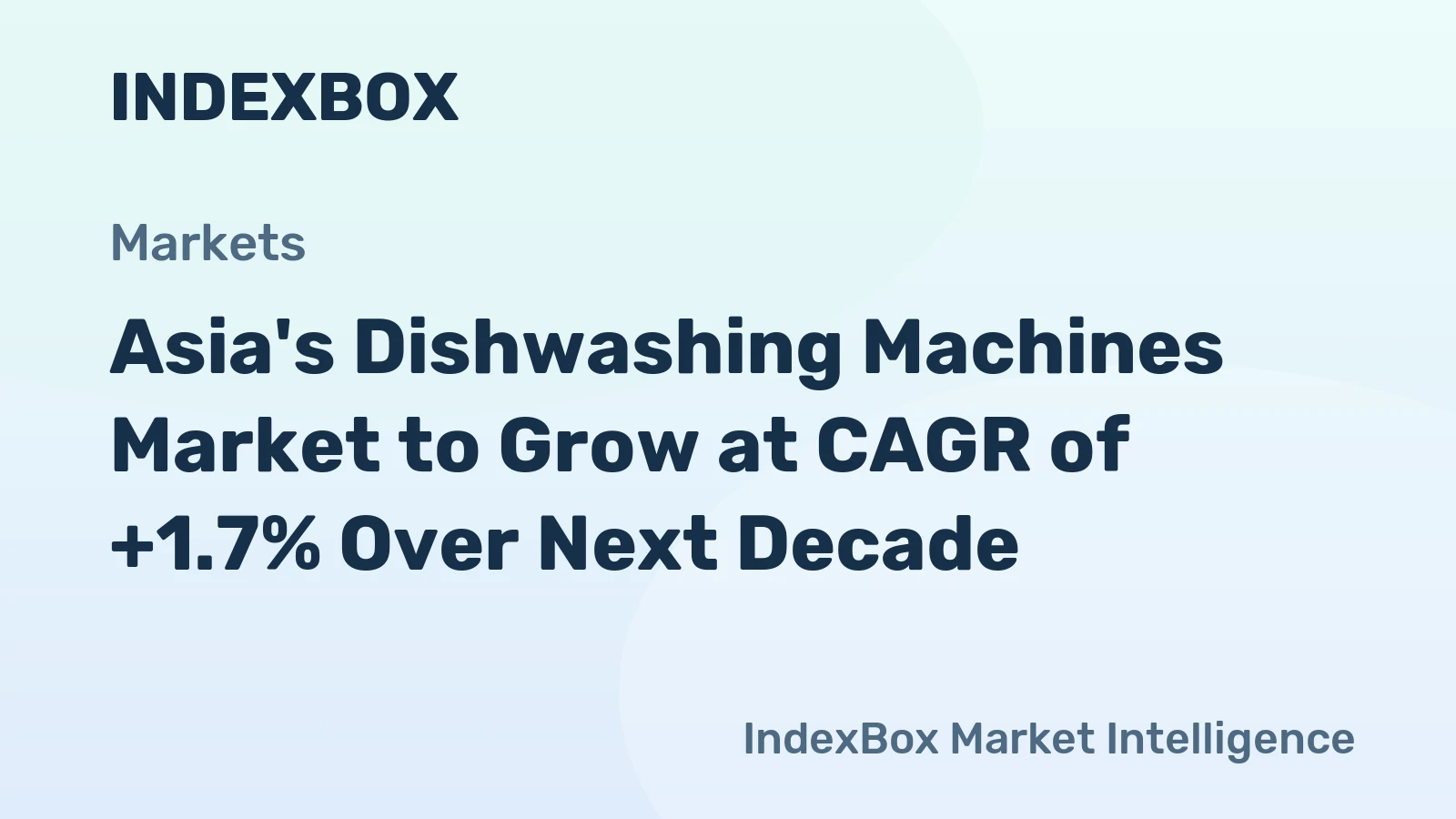 Asia's Dishwashing Machines Market to Grow at CAGR of +1.7% Over Next Decade