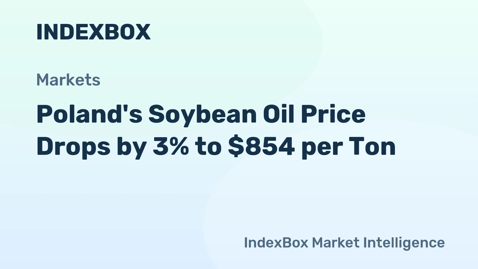 Poland's Soybean Oil Price Drops by 3% to $854 per Ton