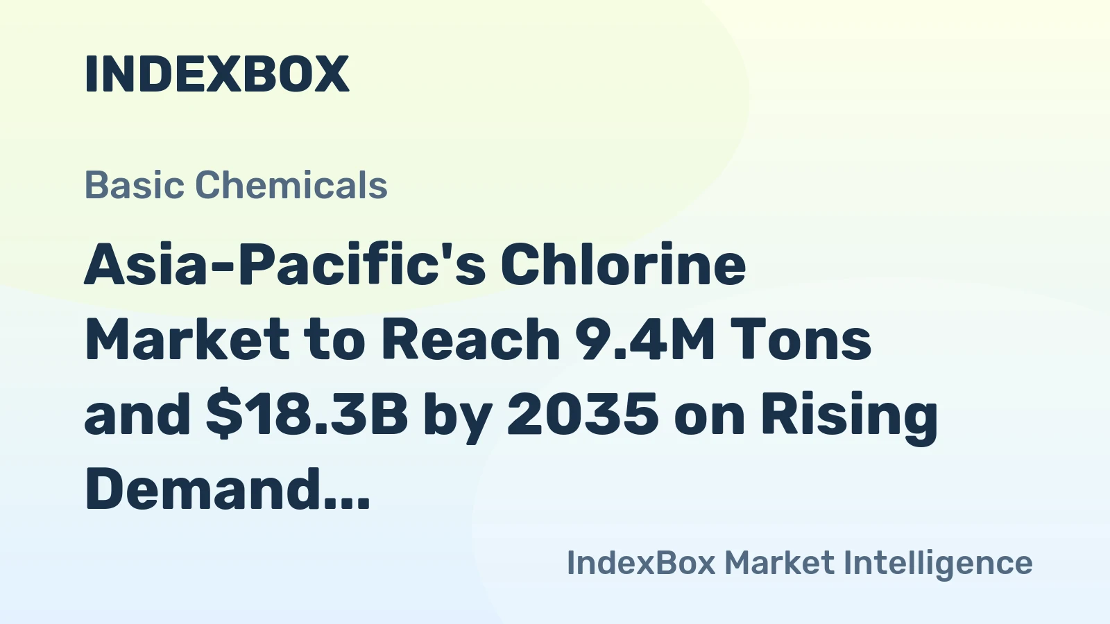Asia-Pacific's Chlorine Market to Reach 9.4M Tons and $18.3B by 2035 on Rising Demand