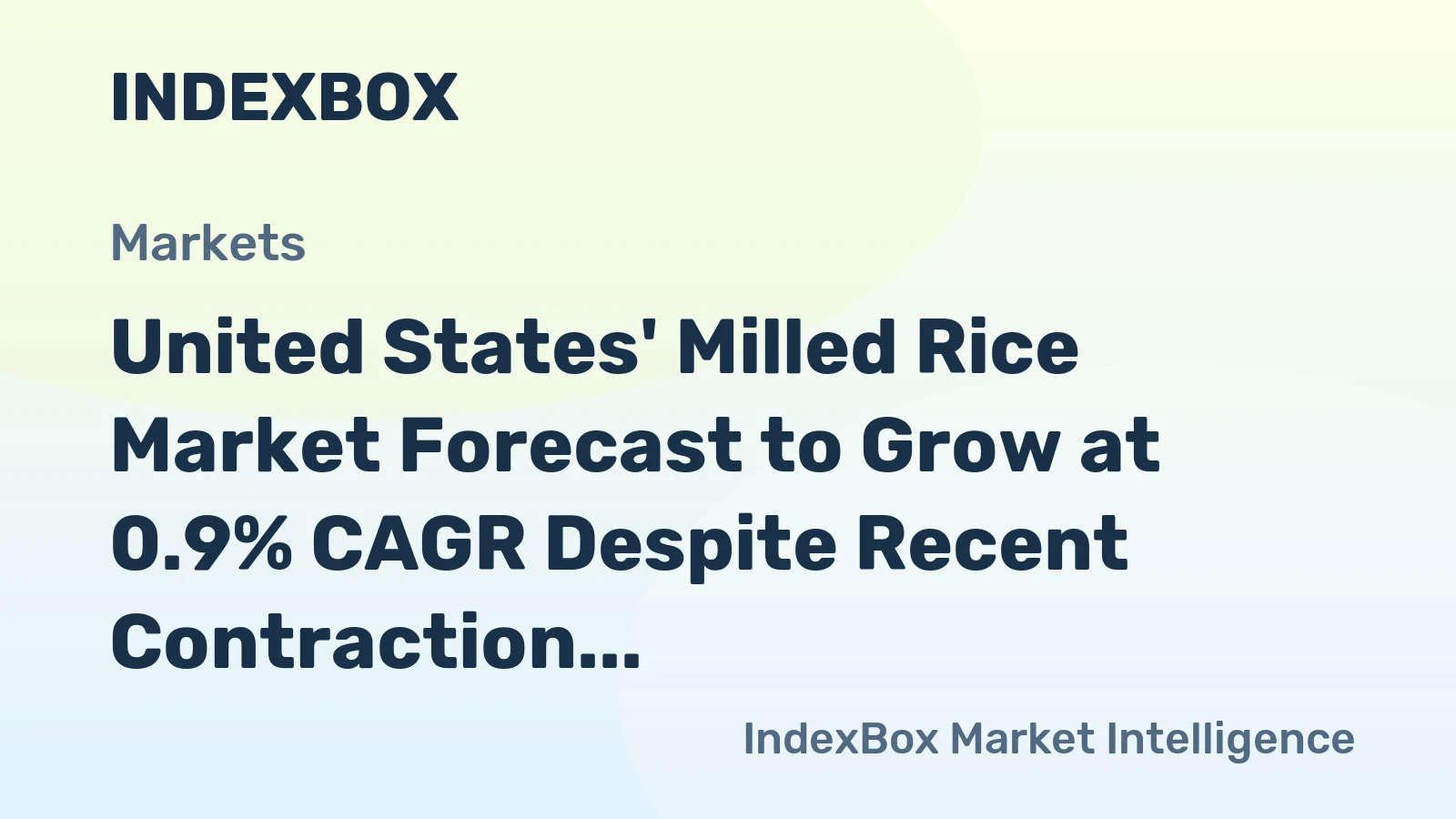United States' Milled Rice Market Forecast to Grow at 0.9% CAGR Despite Recent Contraction