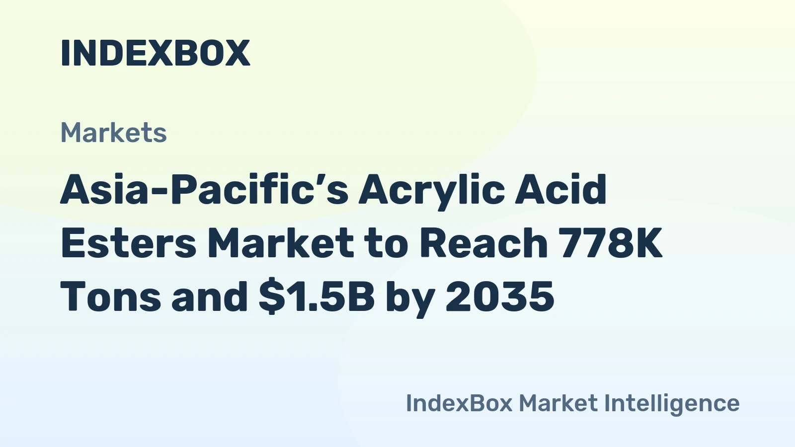 Asia-Pacific’s Acrylic Acid Esters Market to Reach 778K Tons and $1.5B by 2035