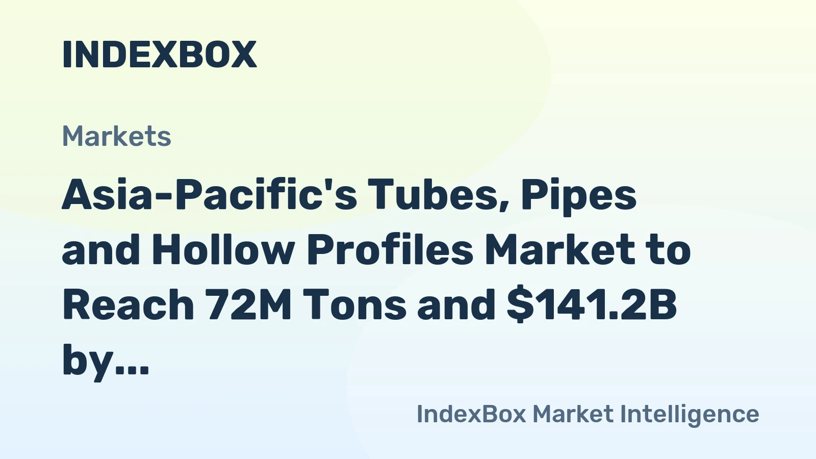 Asia-Pacific's Tubes, Pipes and Hollow Profiles Market to Reach 72M Tons and $141.2B by 2035