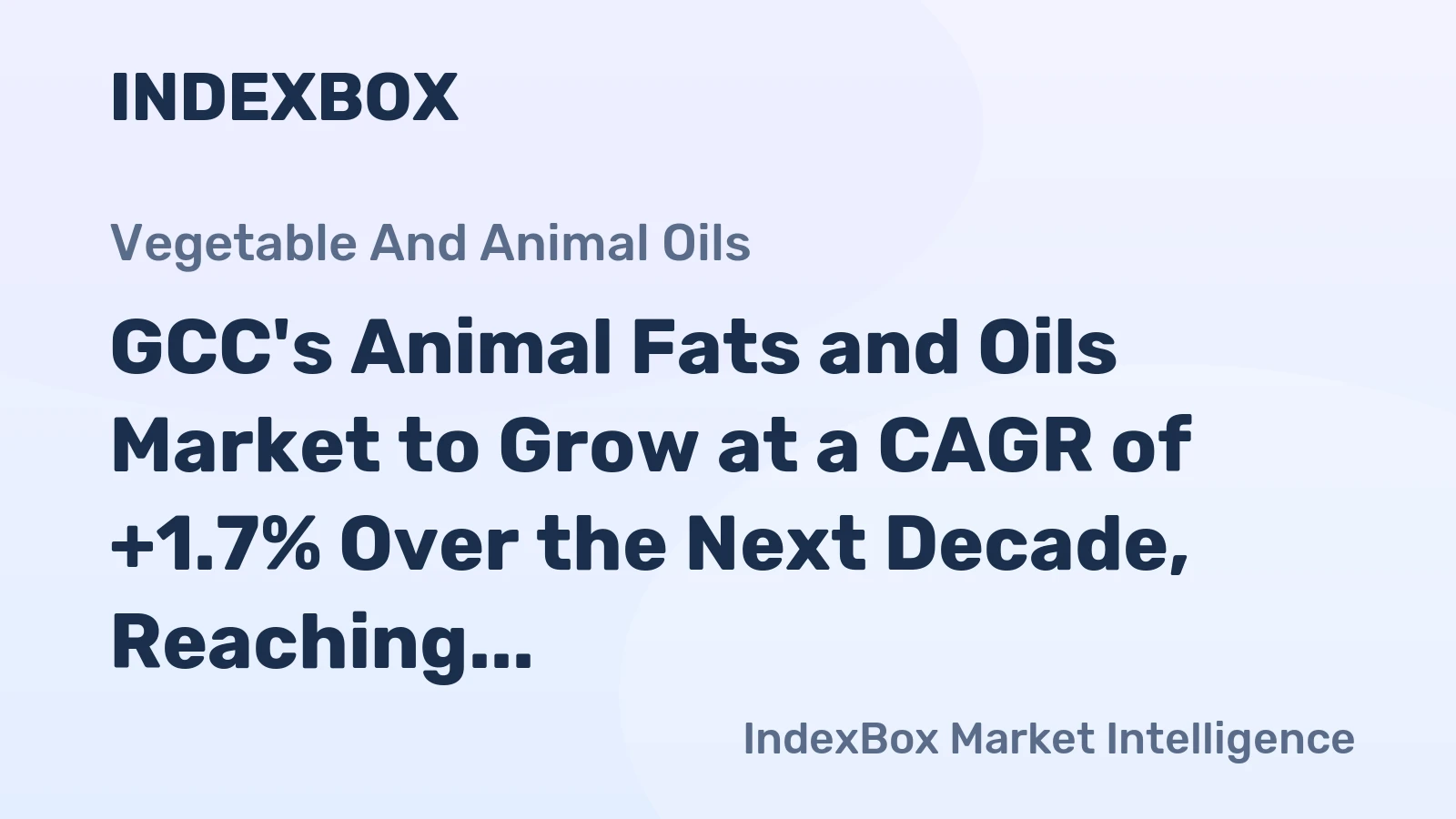 GCC's Animal Fats and Oils Market to Grow at a CAGR of +1.7% Over the Next Decade, Reaching $53M by 2035