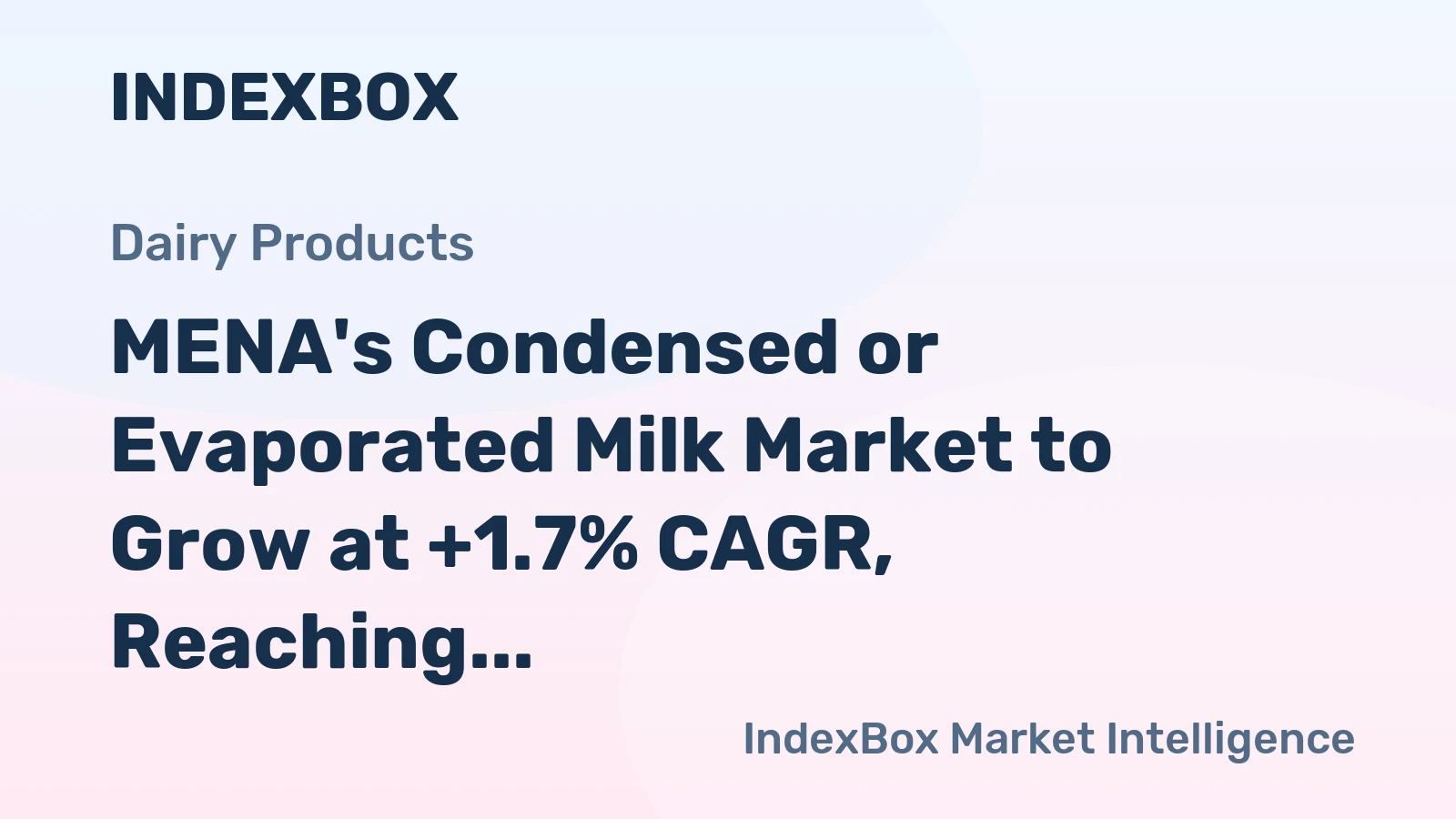 MENA's Condensed or Evaporated Milk Market to Grow at +1.7% CAGR, Reaching $1.1B by 2035