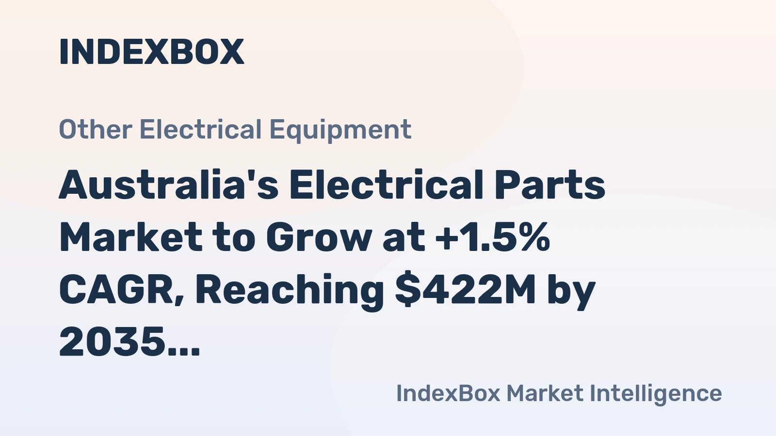 Australia's Electrical Parts Market to Grow at +1.5% CAGR, Reaching $422M by 2035