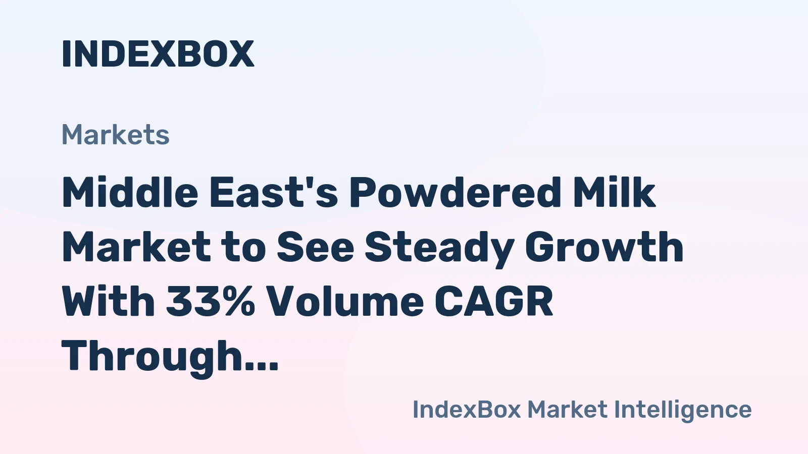 Middle East's Powdered Milk Market to See Steady Growth With 33% Volume CAGR Through 2035