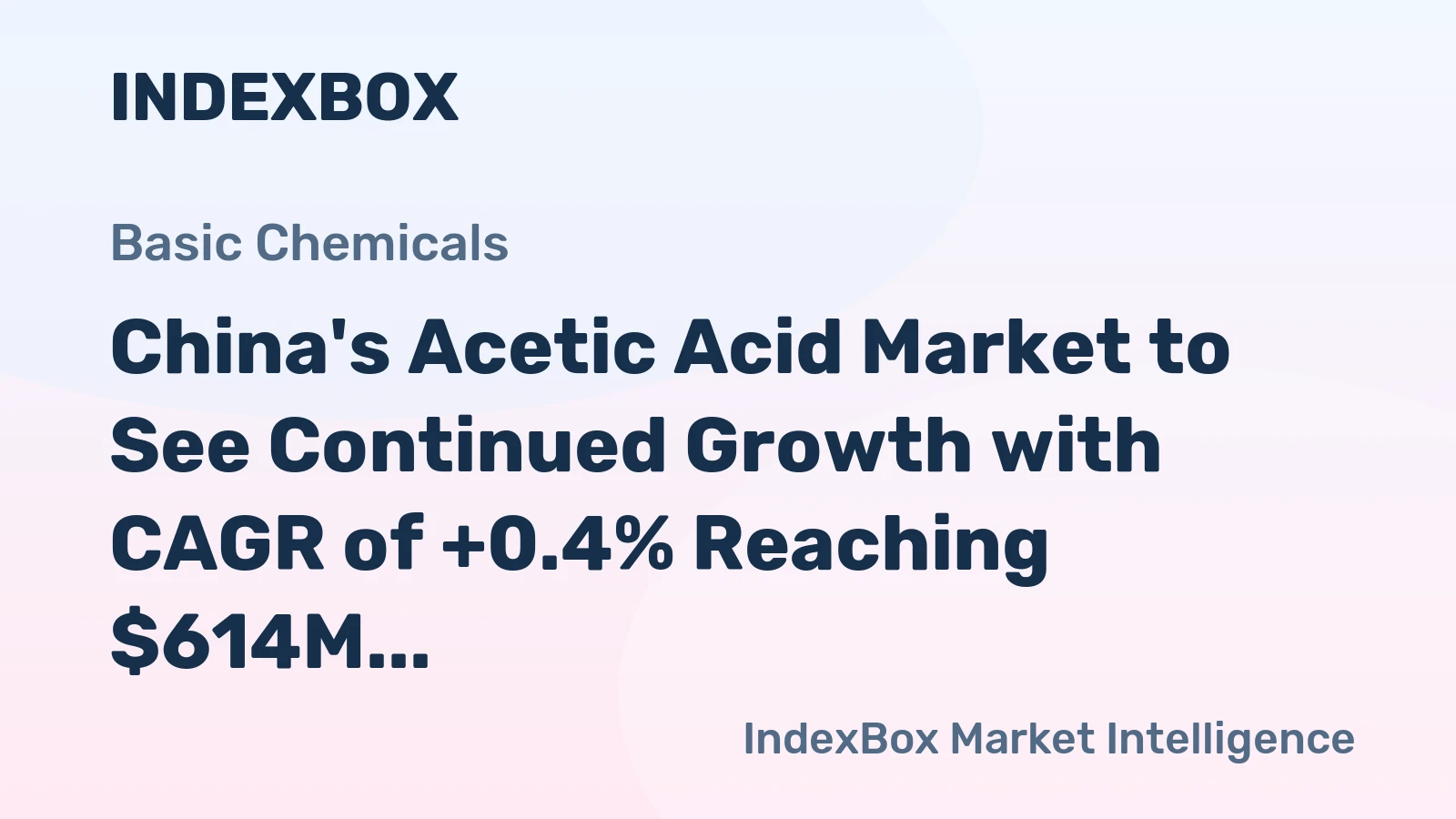 China's Acetic Acid Market to See Continued Growth with CAGR of +0.4% Reaching $614M by 2035