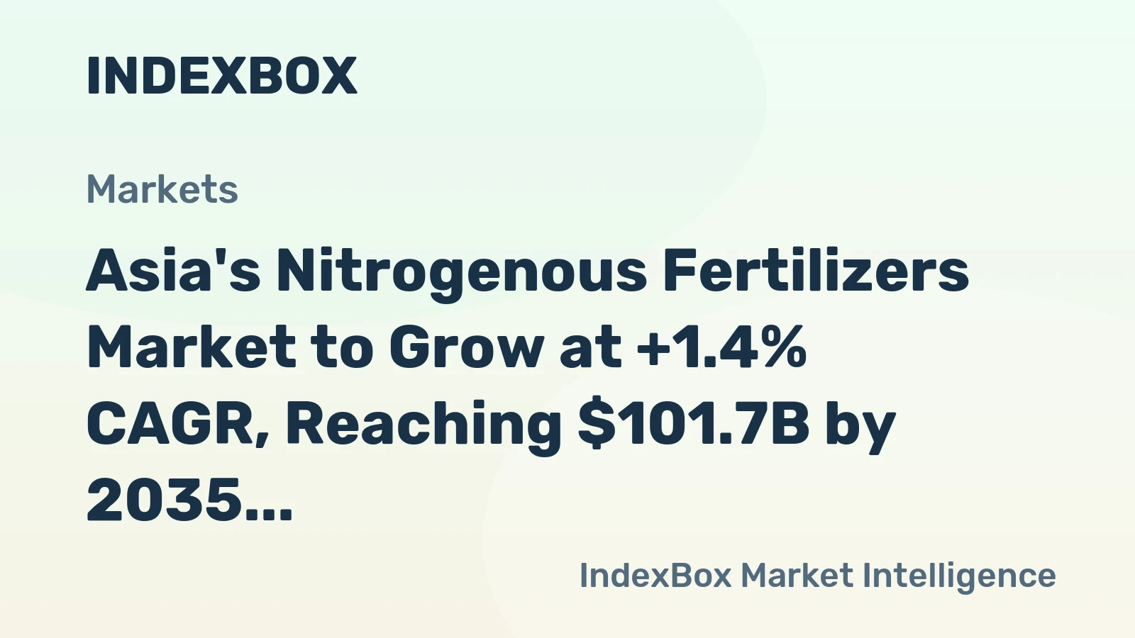 Asia's Nitrogenous Fertilizers Market to Grow at +1.4% CAGR, Reaching $101.7B by 2035