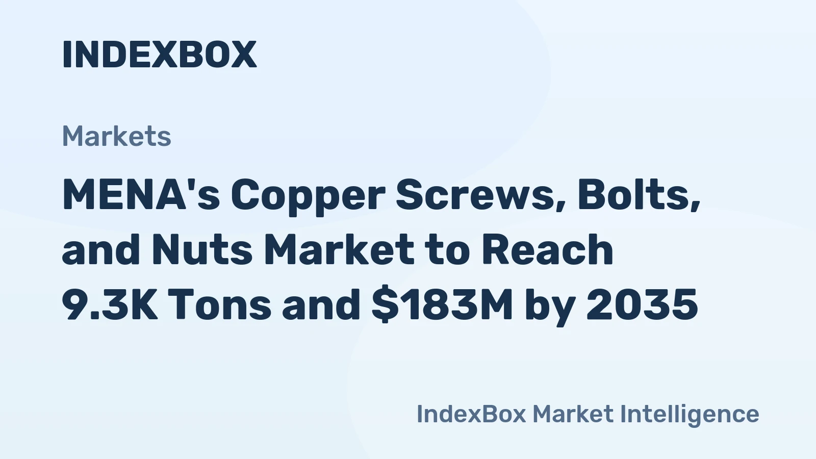 MENA's Copper Screws, Bolts, and Nuts Market to Reach 9.3K Tons and $183M by 2035
