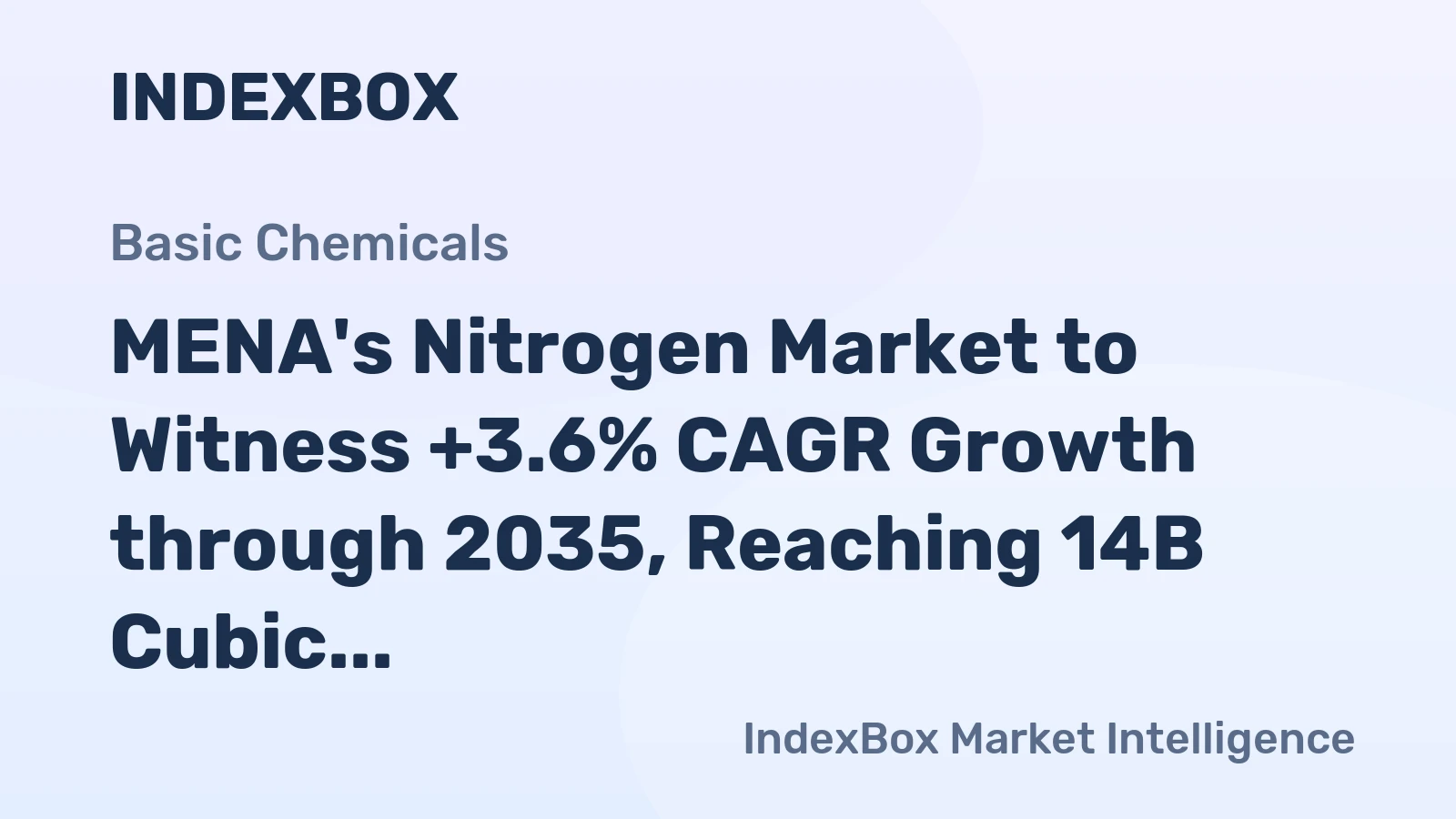 MENA's Nitrogen Market to Witness +3.6% CAGR Growth through 2035, Reaching 14B Cubic Meters